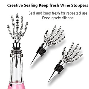 Wine Stopper Pack of 2, Ghost Hand Wine Stopper, Wine Stopper with Silicone Ring in the Middle Section, Strong Sealing, Widely Used. Keep the Wine Fresh and Reusable