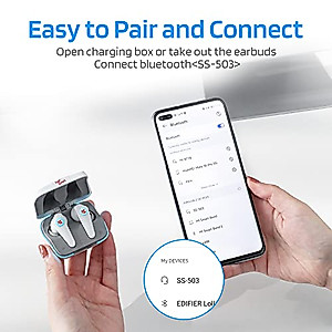 LTC SS-503 TWS Wireless Earbuds, Bluetooth 5.1 in-Ear Earphones with Wireless Charging Case IPX4 Waterproof, Built-in Mic RGB Stereo Headphones for Sport, Gaming, White