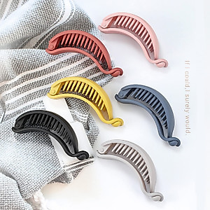 Banana Hair Clips French Hair Clips Matte Claw Clips No Slip Banana Clip Banana Comb Clip Candy Color Hair Clips Interlocking Ponytail Clip Banana Clips for Fine Hair for Women Girls, 6 Pcs