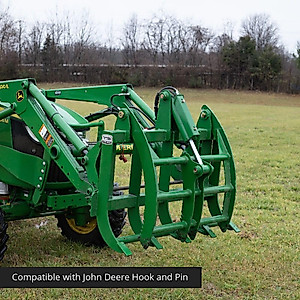 Titan Attachments 48â€ Light-Duty Single Cylinder Root Grapple Rake fits John Deere Tractors, Economy Series