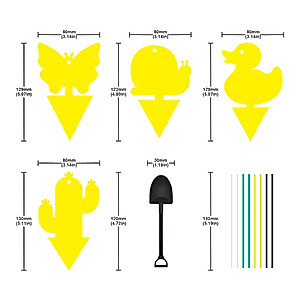 Gideal 12-Pack Dual-Sided Yellow Sticky Traps for Indoor/Outdoor Use, Gnat Trap for Flying Plant Insect Such as Fungus Gnats, Whiteflies, Aphids, Fruit Fly, Leafminers, etc - Cute Shapes