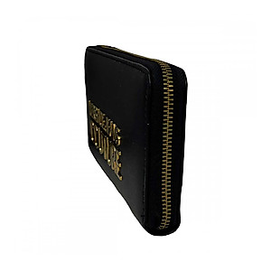 VERSACE JEANS COUTURE WOMAN'S WALLET 72VA5PA1 IN BLACK FAUX LEATHER WITH ZIP AROUND AND METAL LOGO