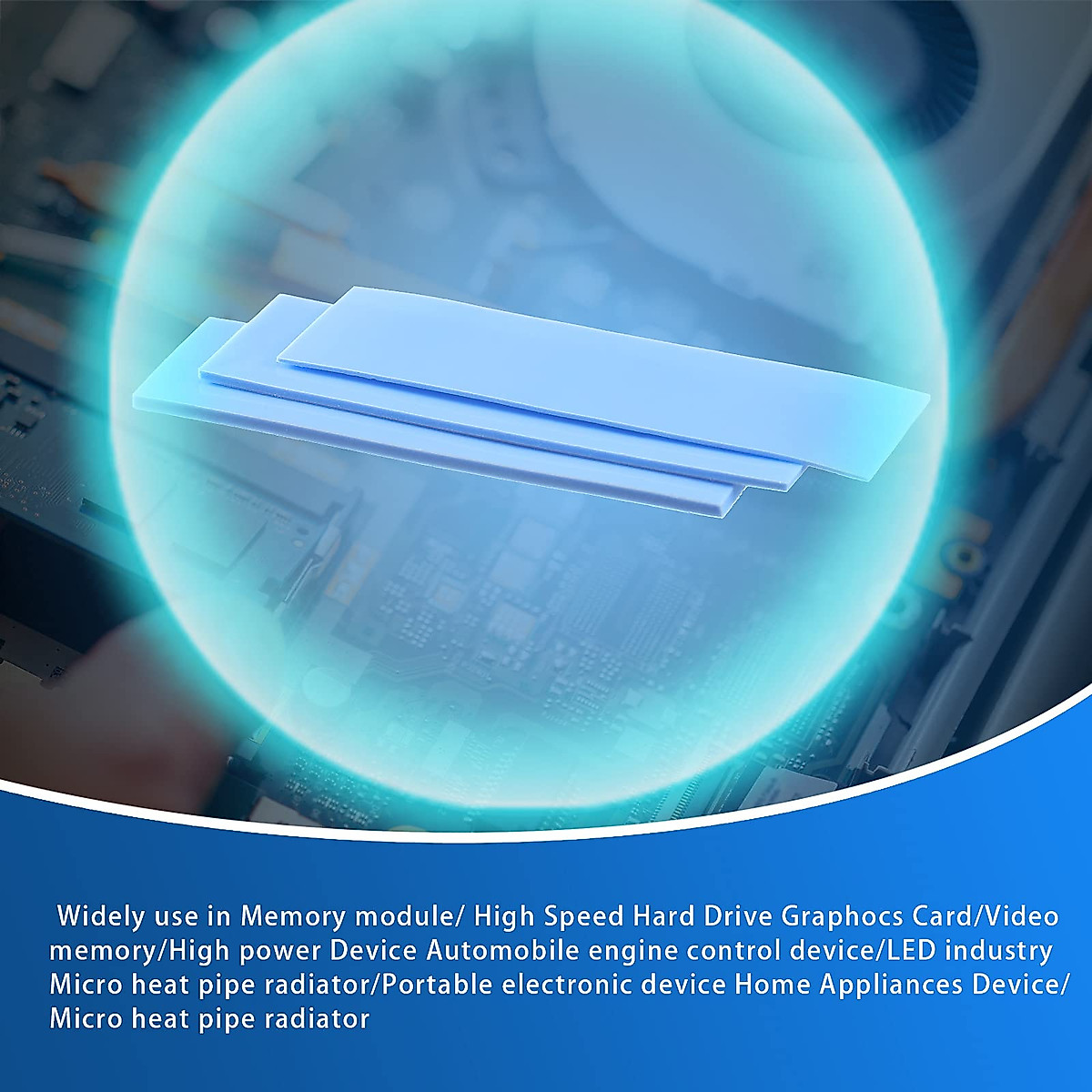 Outus 30 Pieces 2.6 x 0.8 Inch Silicone Thermal Pad Reusable Thermal Conductive Silicone Pad Each Thick for Gpu Heatsink CPU Chip Heat Conduction or LED Heat Conduction (Light Blue)