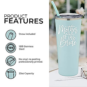 Mother of the Bride Tumbler - Engagement Announcement & Bridal Shower Gift for Bride's Mother - Stylish Coffee Mug for Mother of the Bride and Mother of the Groom