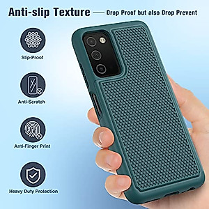 BNIUT for Samsung Galaxy A03s Case Shockproof: Dual Layer Protective Heavy Duty Cell Phone Cover Rugged with Non Slip Textured Back - Military Protection Bumper Tough - 6.5inch (Dark Green)