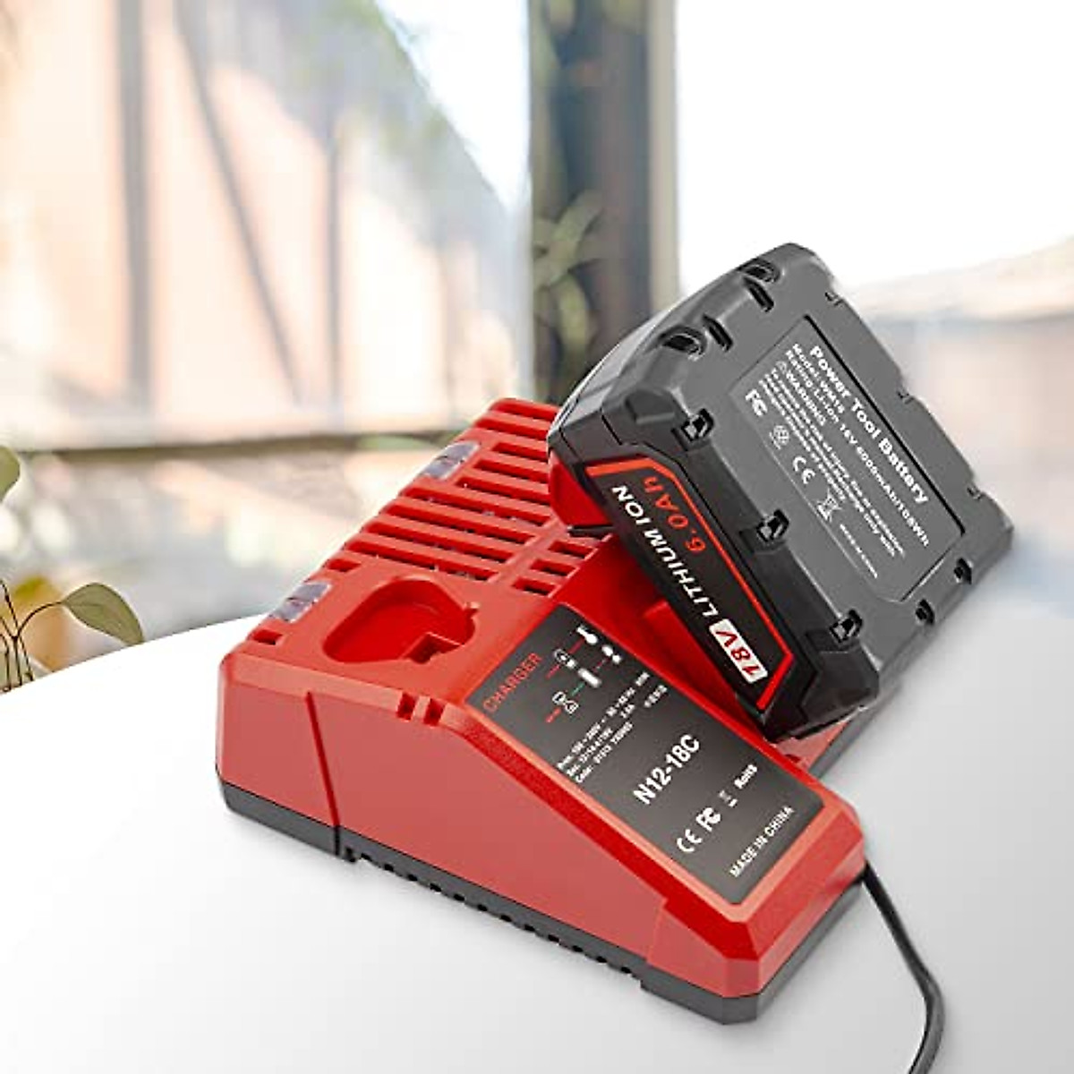 ARyee 2Pack 18V 6000mAh Replacement Battery for Milwaukee 48-11-1820 48-11-1840 48-11-1850 48-11-1828 48-11-1815 High Capacity Battery Power Tools with LED Indicator