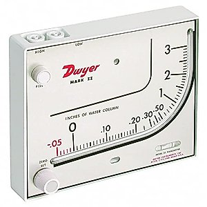 DWYER 25 Mark II Manometer INCHES Column -0.05-3IN-H2O Water Flow Meter B478467