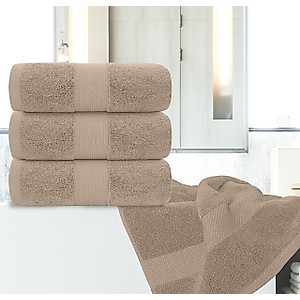 White Classic Luxury Bath Towels Set of 4 Large - 700 GSM Cotton Ultra Soft Bath Towels 27x54 | Highly Absorbent and Quick Dry | Hotel Towels for Bathroom Luxury, Plush Shower Towels, Taupe