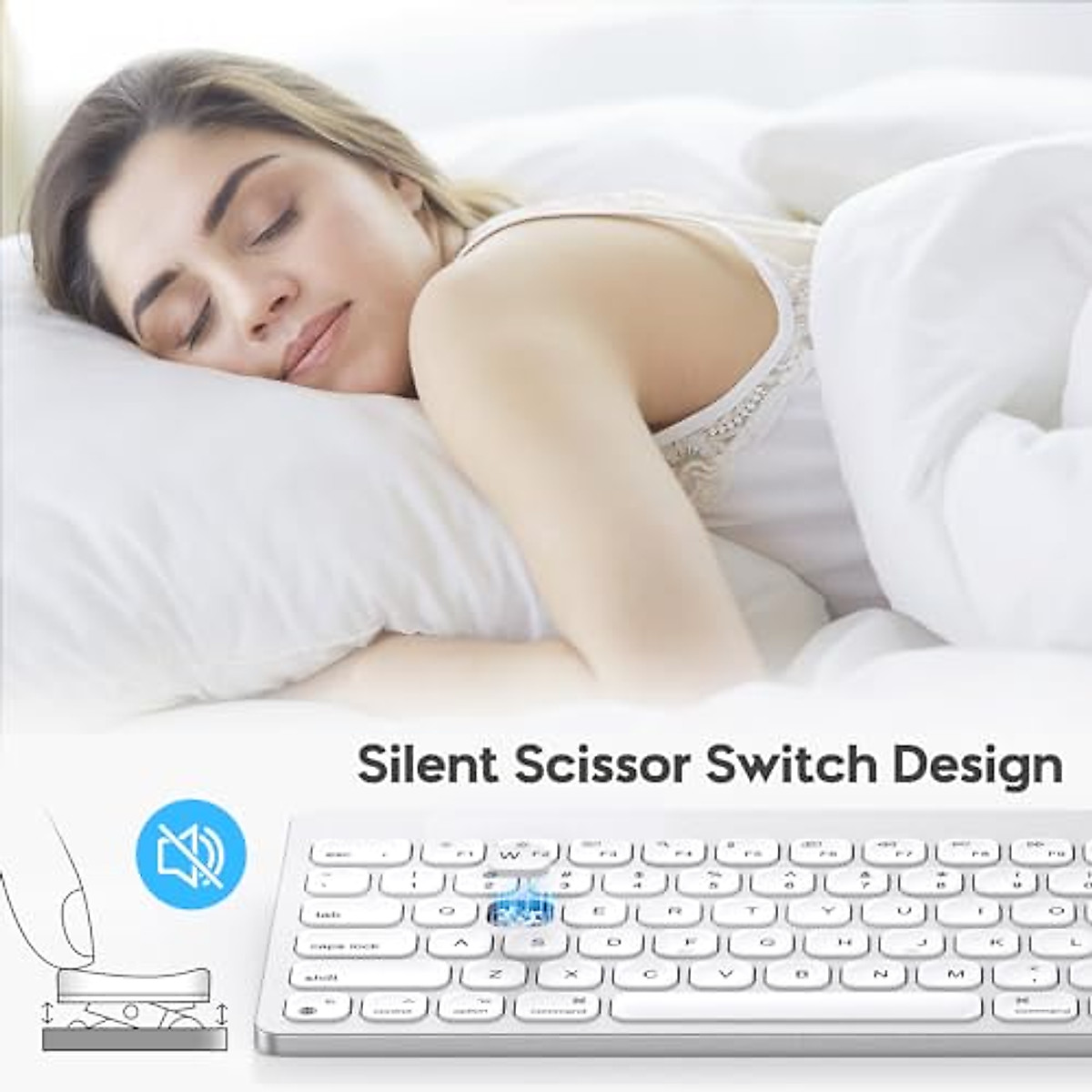 OMOTON Bluetooth Keyboard for Mac, Wireless Keyboard with Numeric Keypad for MacBook Pro/Air, iMac, iMac Pro, Mac Mini, Mac Pro Laptop, Silver White