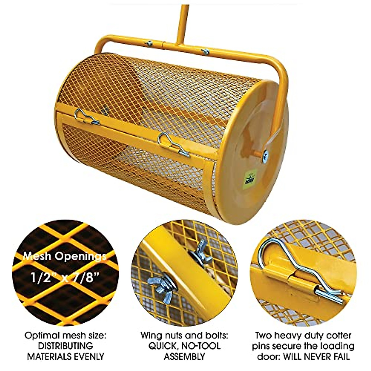 SIMPO Peat Moss Spreader Compost Spreader Lawn & Garden Spreader 24" x 16" x 59" Long Adjustable Handle