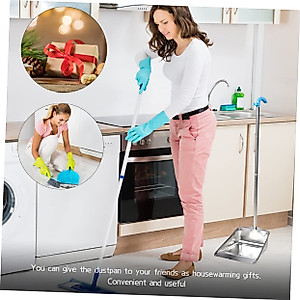 ORFOFE Stainless Steel Garbage Bin Cleaning Supplies Long Handle Dustpan Household Cleaning Dustpan Upright Pans Kitchen Cleaning Shovel Commercial Products Dustpan Outdoor Silver Plastic