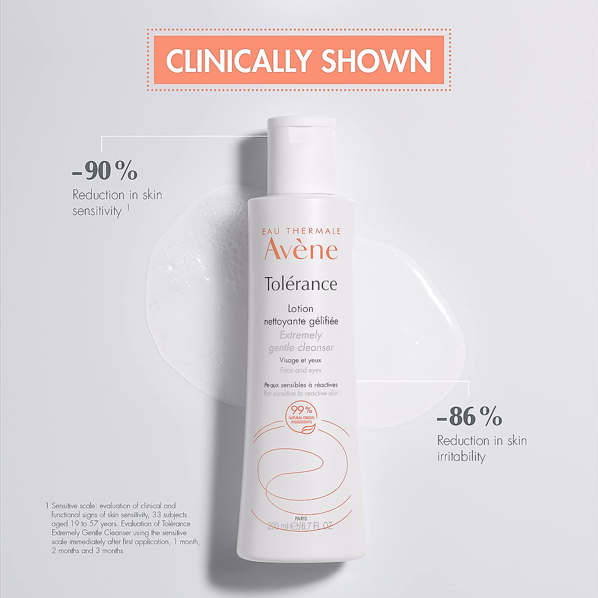 Avene Tolerance Extremely Gentle Cleanser Lotion for All Types of Hypersensitive Skin, Waterless Cleanser, 6.7 Fl Oz