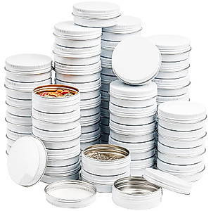 Foraineam 48 Pack 2 oz White Lip Balm Tin Cans - Aluminum Round Cosmetic Sample Containers with Screw Lid - Metal Empty Tins Storage Travel Tin Jars