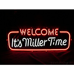 Queen Sense 20"x16" Welcome It's Miller Time Neon Sign Light Man Cave Bar Pub Beer Gift Neon Lamp A120WIMT