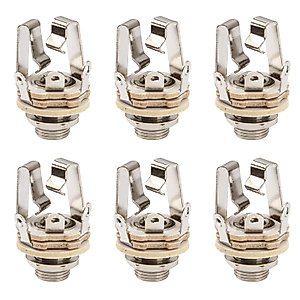 6Pcs Yootones 6.35mm Guitar Input Jack TS Mono Panel Mount Socket with Washer & Nut Solder Type Compatible with Electric Guitar Bass