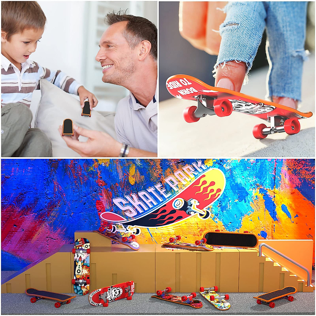 TIME4DEALS 4 PCS Finger Toys Professional Finger Boards Mini Skateboard Fingerboards for Creative Fingertips Movement, Skateboard Educational Toys Party Favors Novelty Toys for Kids Boys Girls Gifts