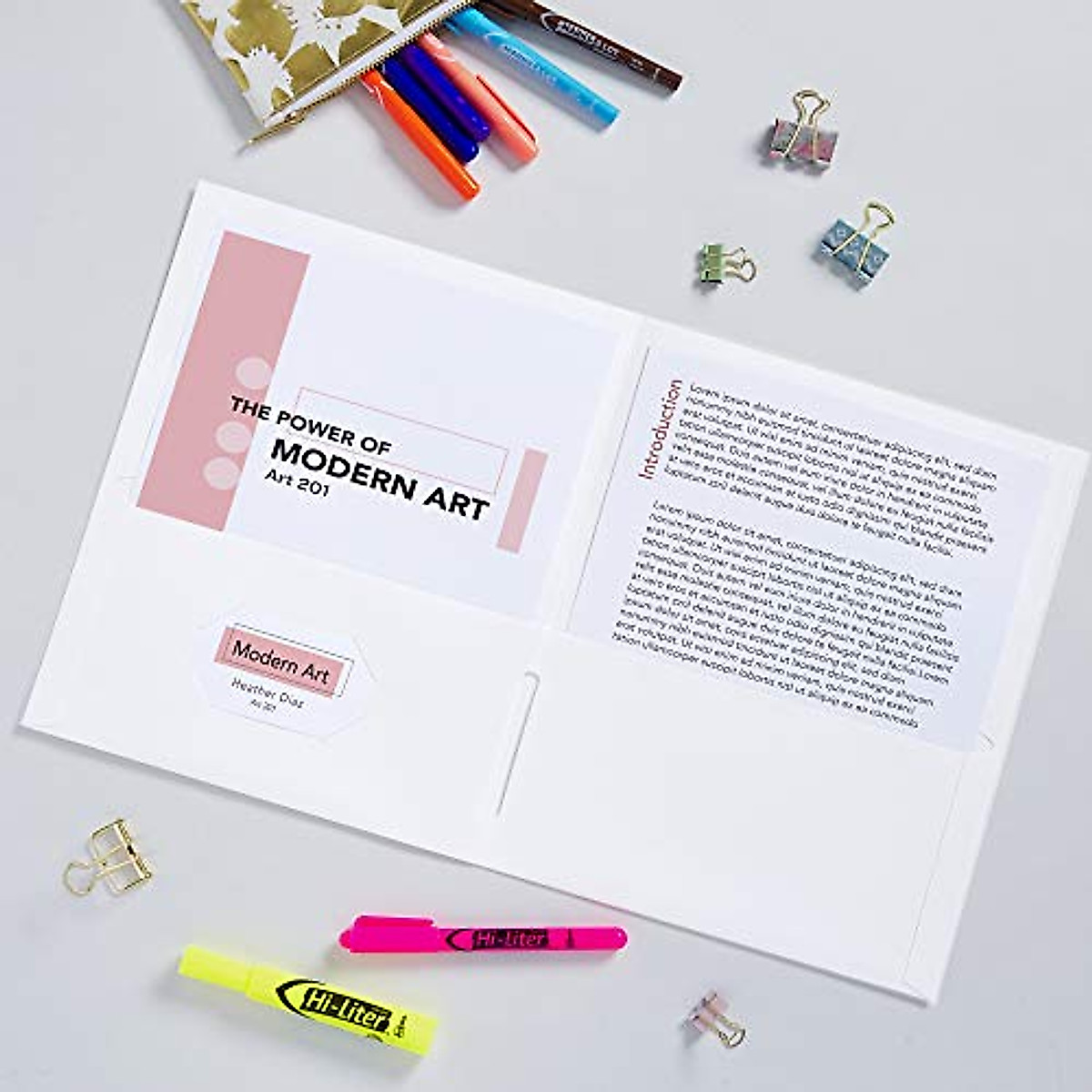 AVERY Two Pocket Folders, Holds up to 40 Sheets, Business Card Slot, 25 White Folders (47991)