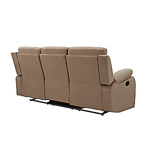 Blackjack Furniture Elton Microfiber Reclining Modern Living Room Sofa, Beige