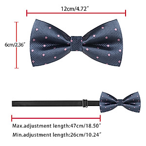Allegra K Men's Pre-Tied Adjustable Polka Dots Neck Ties Tuxedo Work Party Prom Bowtie One Size Navy Blue Pink