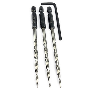 FTG USA Wood Countersink Drill Bit Set Sizes 6 8 10 12 Countersink Tapered Drill Bits, 2 Wood Plug Cutter 3/8" & 1/2" with 3 Replacement Bits #8 (11/64"), 2 Stop Collars, 1 Allen Wrench, Hex Shank