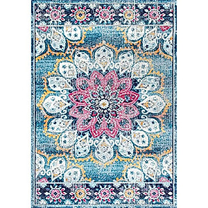 nuLOOM Kiyoko Vintage Floral Area Rug, 6' 7" x 9', Turquoise