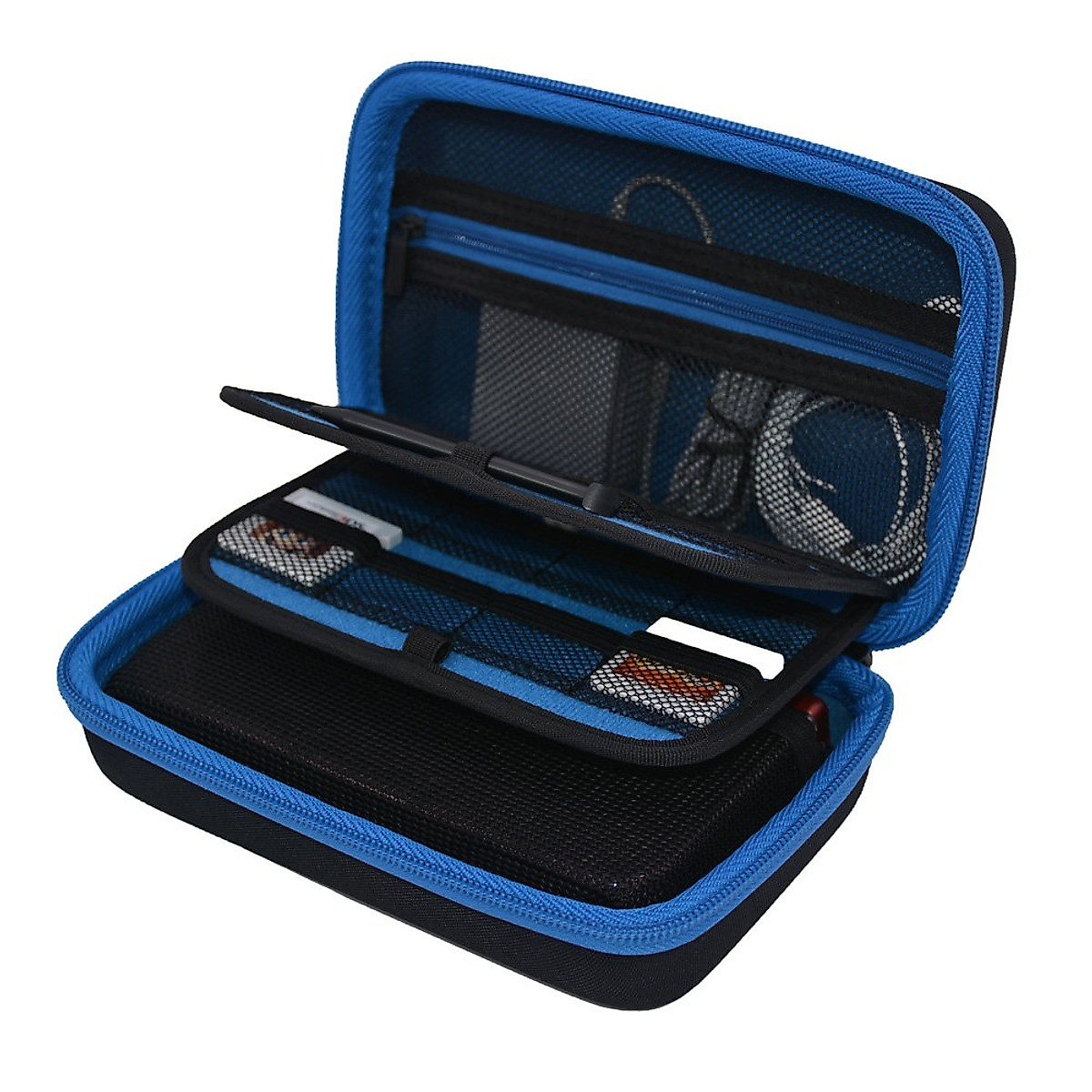 New 3DS XL Case, New 2DS XL Case, Deluxe Hard Protective Carrying Case for New Nintendo 3DS XL, 2DS XL - Fits AC Wall Charger, Travel Case with 16 Game Storage Holders - Blue