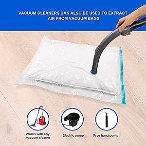 MASTERTOP 20pcs Vacuum Storage Bags, Space Saver Bags for Clothes Comforters Blankets Pillows with Hand Pump, Sealer Compression Bags for Travel & Home (2 X-Jumbo, 4 Jumbo, 4 Large, 4 Medium, 6 Small)