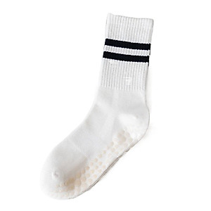 Yoga Socks with Grips for Women, Cotton Mid-tube Bottom Cushioned Socks Non Slip Grip Socks for Yoga, Pilates, Barre, Dance, Ballet(white)