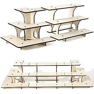 Unittype 3 Pieces 3 Tiers Retail Table Display Stand Wooden Corner Display Rack Portable Shelf Rack for Retail Table Top, Counter Top, Craft Shows, Farmers Market, Trade Shows Small Products Display