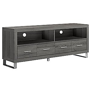 Monarch Specialties , TV Console with 4 Drawers, Dark Taupe Reclaimed-Look, 60"L