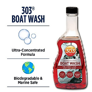303 Products Marine Boat Wash with UV Protectant - For A Deep Clean, Spot Free Shine - 30 Day UV Protection - Removes Salt, Dirt, And Grime - Marine Safe, 32 fl. oz. (30586)