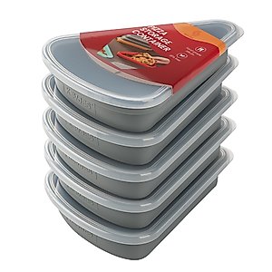 KEVJES 5Pack Reusable Silicone Leftover Pizza Slice Storage Container Box with Air-tight Lids-BPA Free,Fits Single Slice up to 16”,Save Space,Refrigerator organizer. (Space Grey)