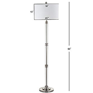 JONATHAN Y JYL3058A Ralph 60" Metal/Glass Floor Lamp, Contemporary, Modern, Transitional, Elegant, Office, Living Room, Family Room, Dining Room, Bedroom, Hallway, Foyer, Polished Nickel/Clear