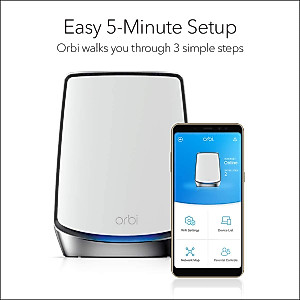 Netgear Orbi Whole Home Tri-band Mesh WiFi 6 System (RBK852) Router with 1 Satellite Extender | Coverage up to 5,000 sq. ft. and 100+ Devices | AX6000 (Up to 6Gbps) (Renewed)