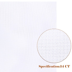 Caydo 6 Pieces Aida Cloth 14 Count White Cross Stitch Fabric for Craft Embroidery, Handmade Needlework, DIY Handicrafts, 12 by 18-Inch