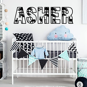 Forest Deer Custom Name Vinyl Wall Decal Sticker Art for Boys and Girls, Doe and Buck in The Mountain Trees, Woodland Theme Bedroom and Nursery Room Decor