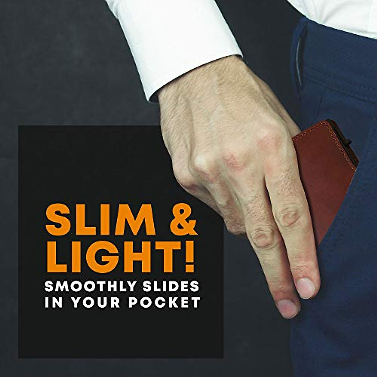 Conceal Plus Wallet for Men, Pop Up Wallet Credit Card Holder - RFID Blocking, Slim Minimalist Credit Card Case (Brown Genuine Leather)