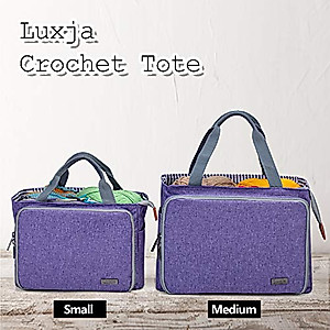 Luxja Crochet Tote Bag, Yarn Storage Bag for Small Unfinished Projects, Crochet Hooks and Other Accessories, Purple