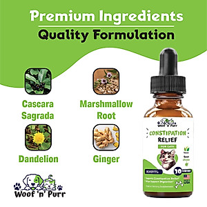 Woof 'n' Purr Constipation Relief for Cats - Cat Constipation Relief - Cat Laxative - Cat Laxative Constipation Relief - Constipation Relief for Cat - Cat Stool Softener - 1 fl oz - (1)