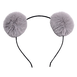 Sheliky 4Pcs Headband Bear Ears Furry Ball Hair Band Halloween Christmas Party Prom Cosplay Accessory for Women Girls (PACK A)