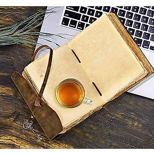 cuero Compass Vintage Leather Journal Antique Handmade Bound Journal with Deckle Edge Paper Diary Leather Sketchbook Drawing Journal Notebook Great Gift Men & Women (6X8 Inch)