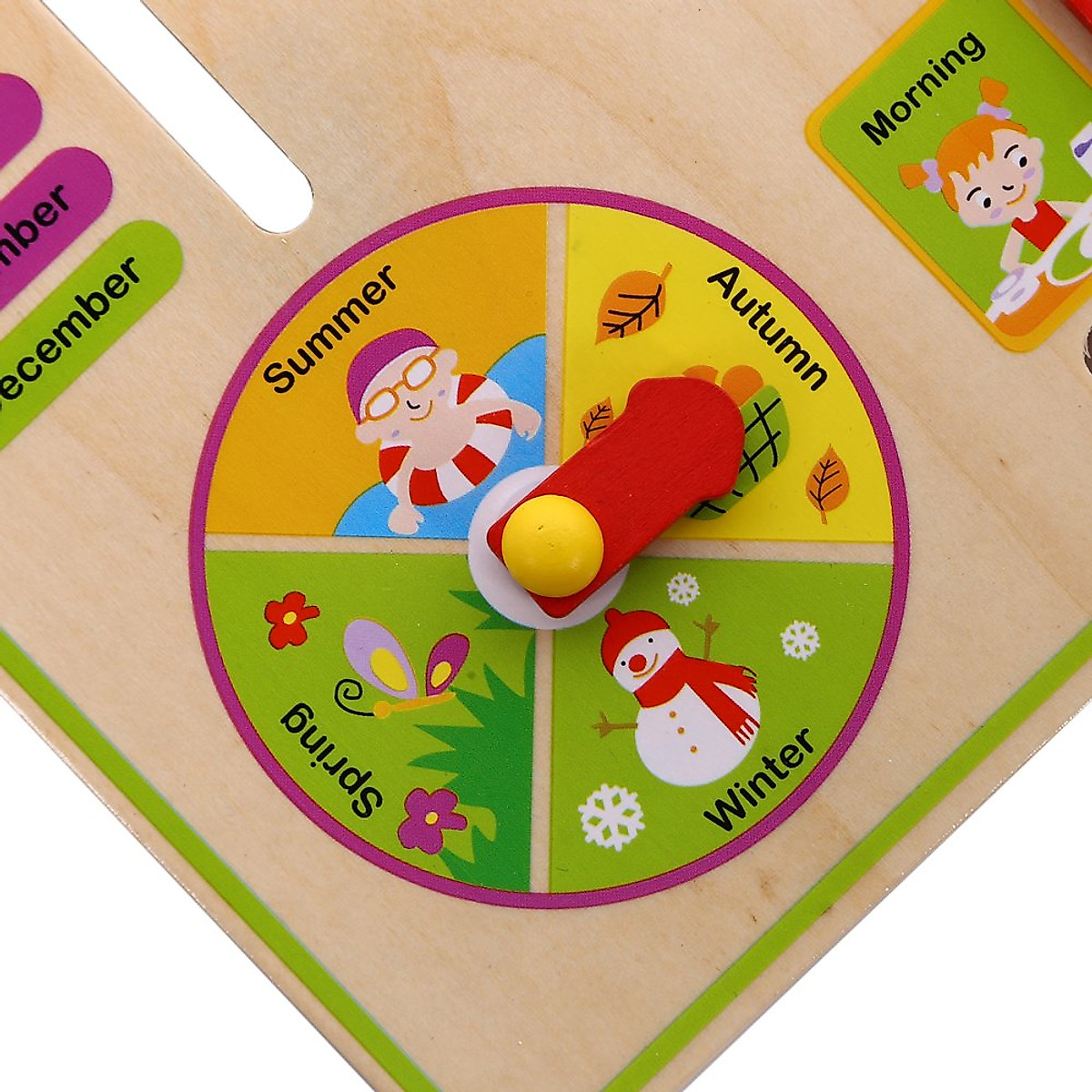 Children Wood Multifunction Cognitive Calendar Clock Early Education Toys Calendar Months Date Weather Week Season Learning Teaching Toy