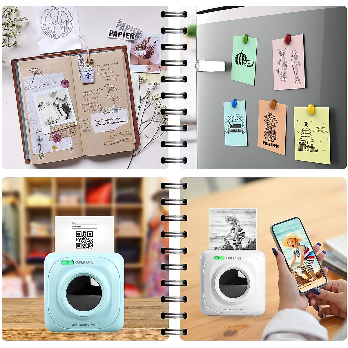 PAPERANG P1 Mini Pocket Printer BT Wireless Thermal Printer Portable Mobile Printer 200dpi for Photo Picture Receipt Memo Note Label Sticker Compatible with Android iOS Windows Mac