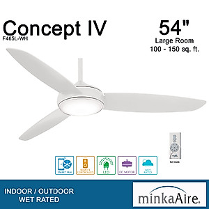 MINKA-AIRE F465L-WH Concept IV 54" Ceiling Fan with LED Lights, White