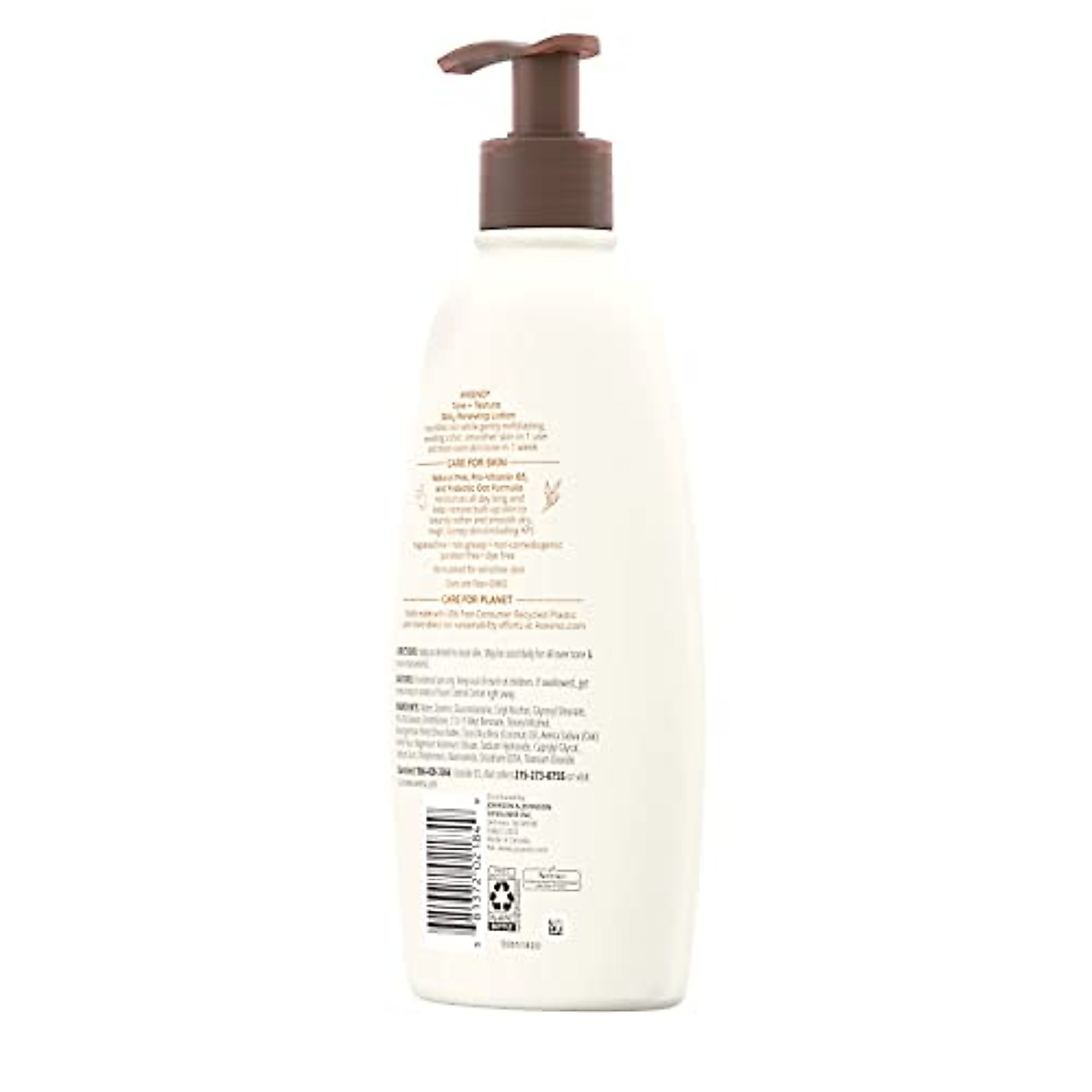 Aveeno Tone + Texture Daily Renewing Body Lotion With Prebiotic Oat, Gently Exfoliates & Hydrates Sensitive Skin, Clinically Proven to Help Bumpy, Rough Skin, Fragrance-Free, 18 Fl. Oz