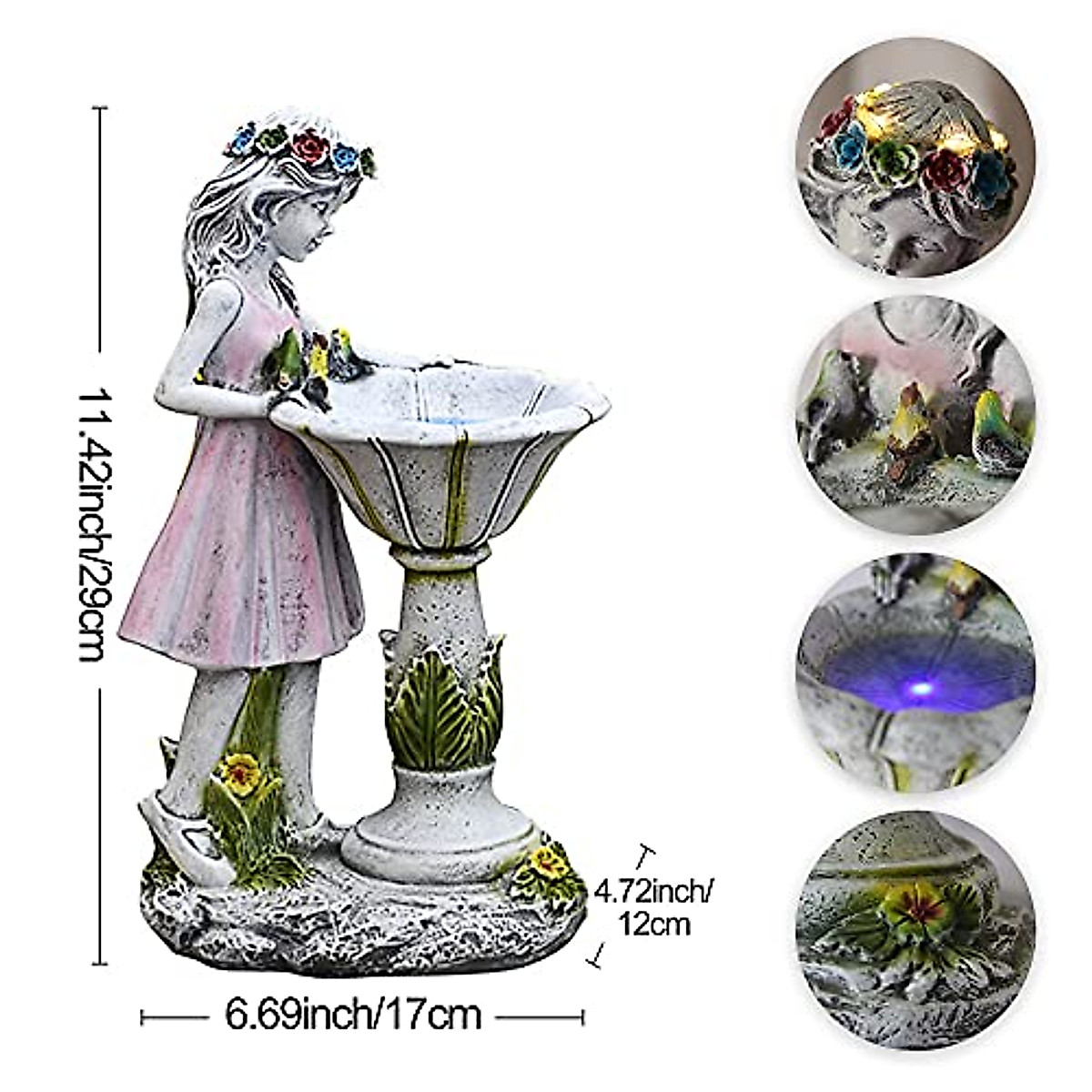 Voveexy Fairy Garden Statue, Solar Garden Angel Figurine Outdoor Decoration Waterproof Resin Garden Sculpture for Patio Yard Lawn Porch Art Decoration Ornament Housewarming Christmas Birthday Gift