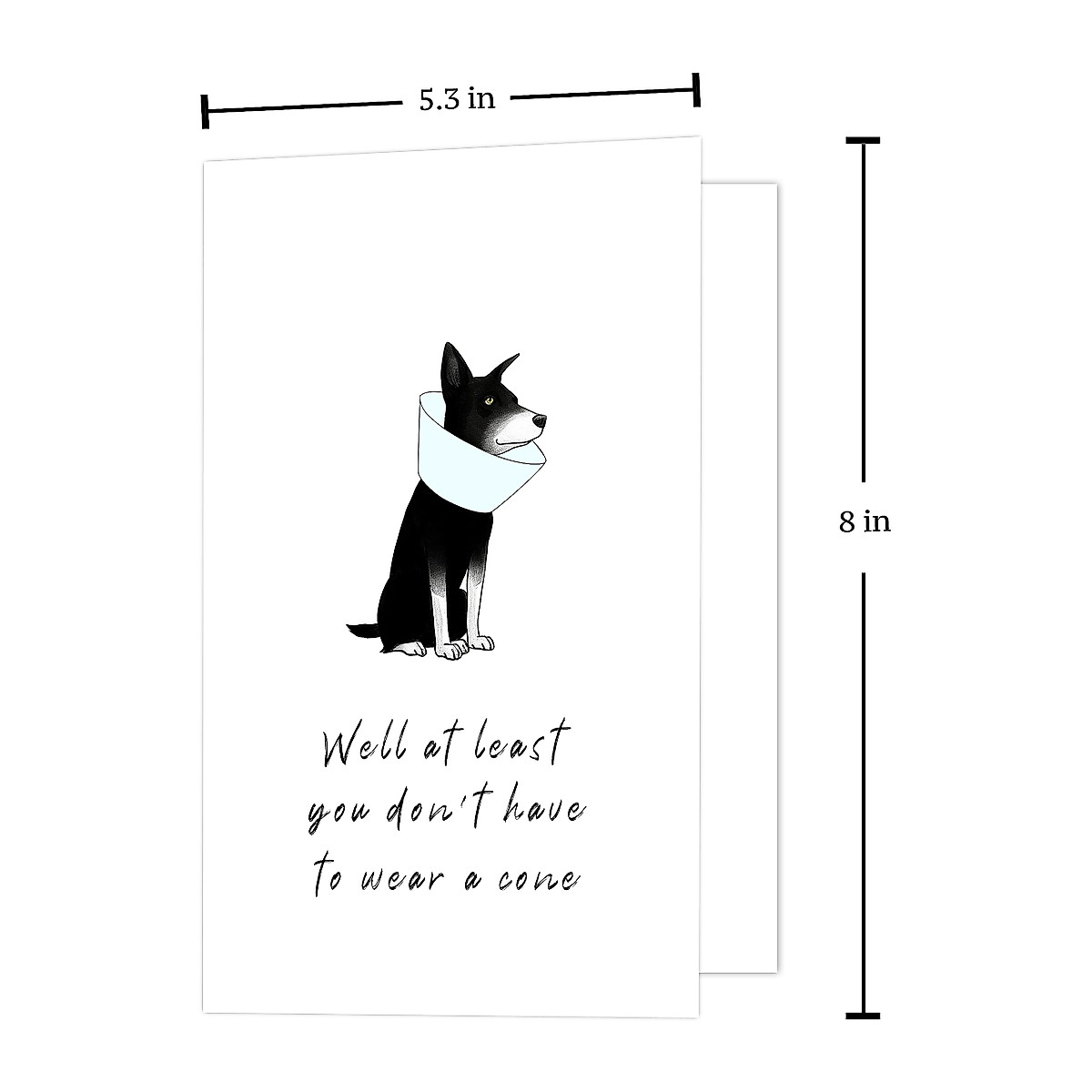 Heollaok Funny Recovery Card for Him Her, Humorous Get Well Soon Card for Friends, Well at Least You Don't Have to Wear a Cone Card, Cute Pug Cone Card