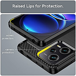 Case For Redmi Note 12 Pro,Xiaomi Poco X5 Pro Case,TPU Carbon fiber Soft Silicone Bumpers Protective Cover Anti-Scratch Shockproof Phone Case For Redmi Note 12 Pro 5G/Xiaomi Poco X5 Pro (Lasi Black)