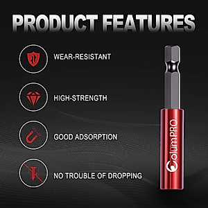 ColumPRO 10PCS 1/4" Strong Magnetic Extension Bit Holder,Hex Shank S2 Steel Magnetic,Screwdriver Extension,Quick-Change Hex Shank Set