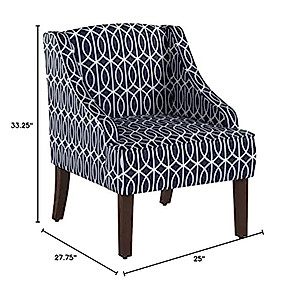 HomePop Velvet Swoop Arm Living-Room-Chairs, Blue Trellis